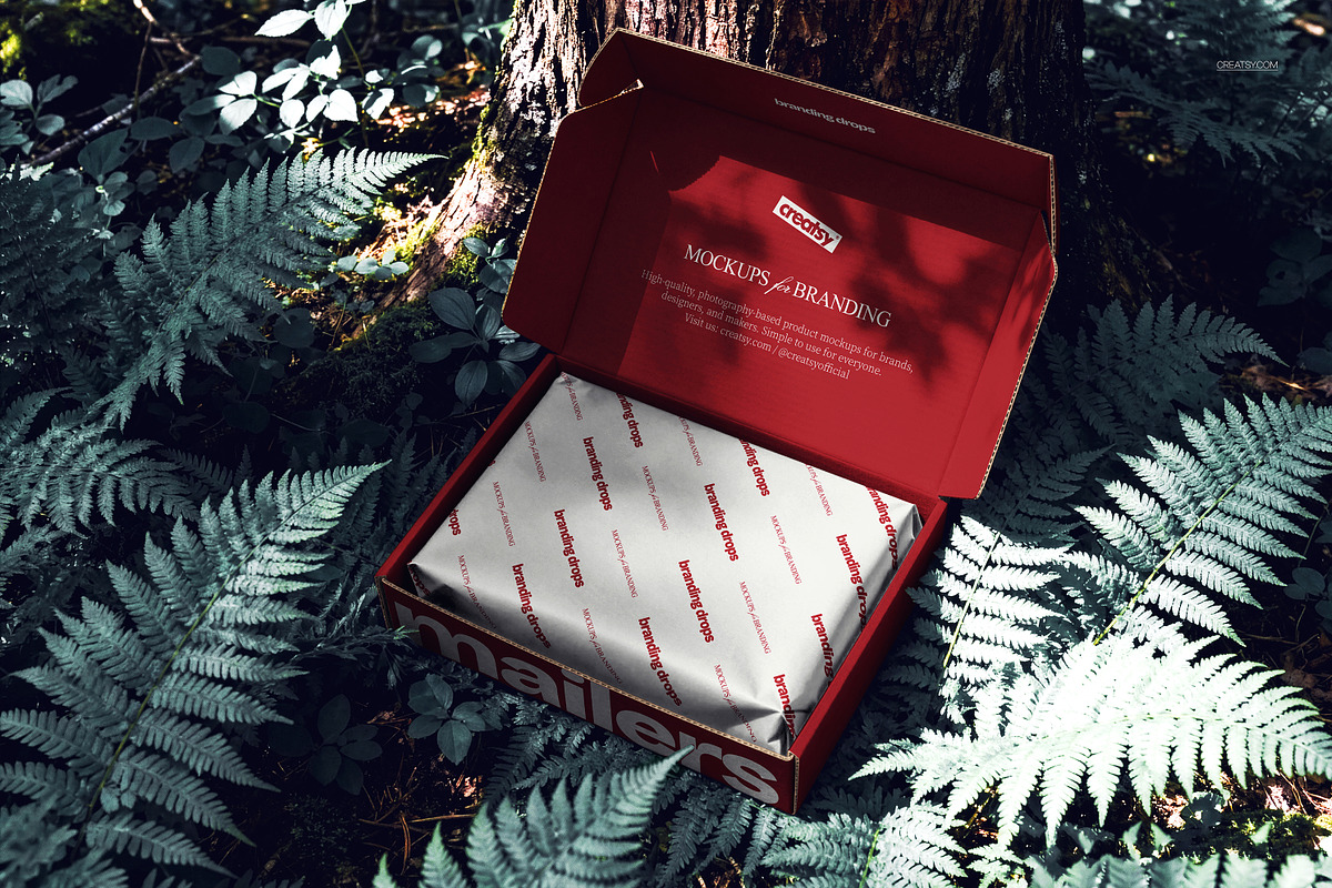 Opened Mailing Box Mockup Set, a Packaging Mockup by creatsy5