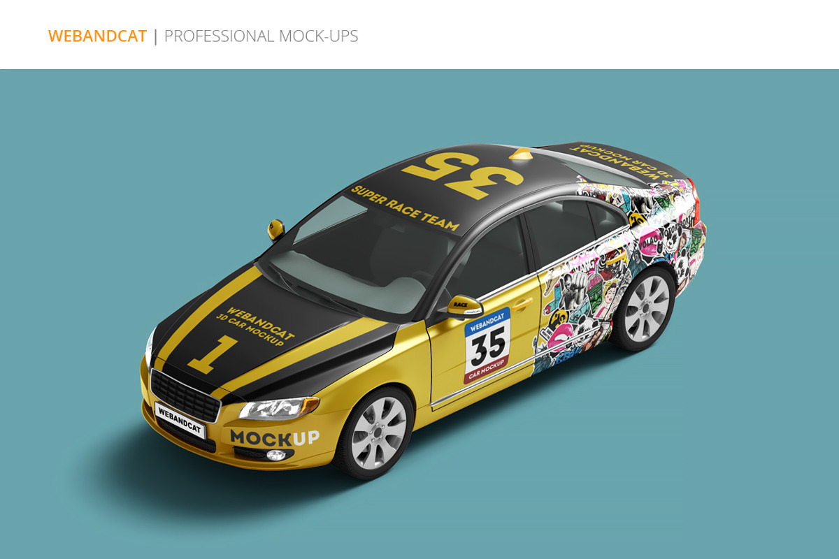 3D Car Mock-up, a Mockup by WebAndCat