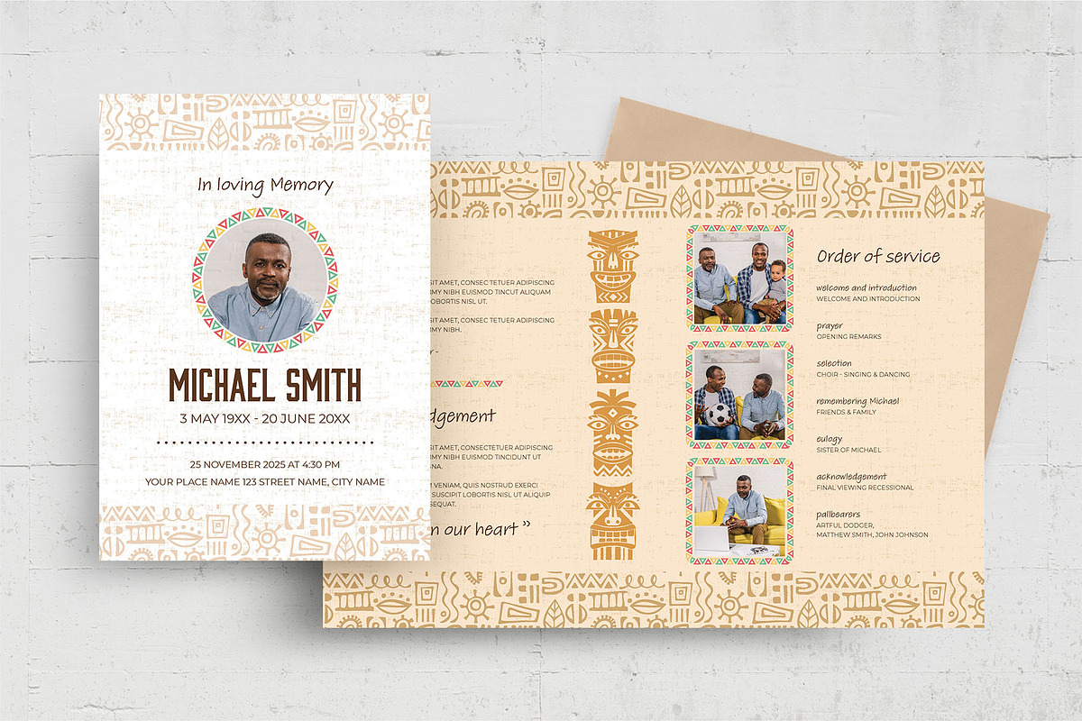 African Funeral Program Template, a Flyer Template by BrandPacks