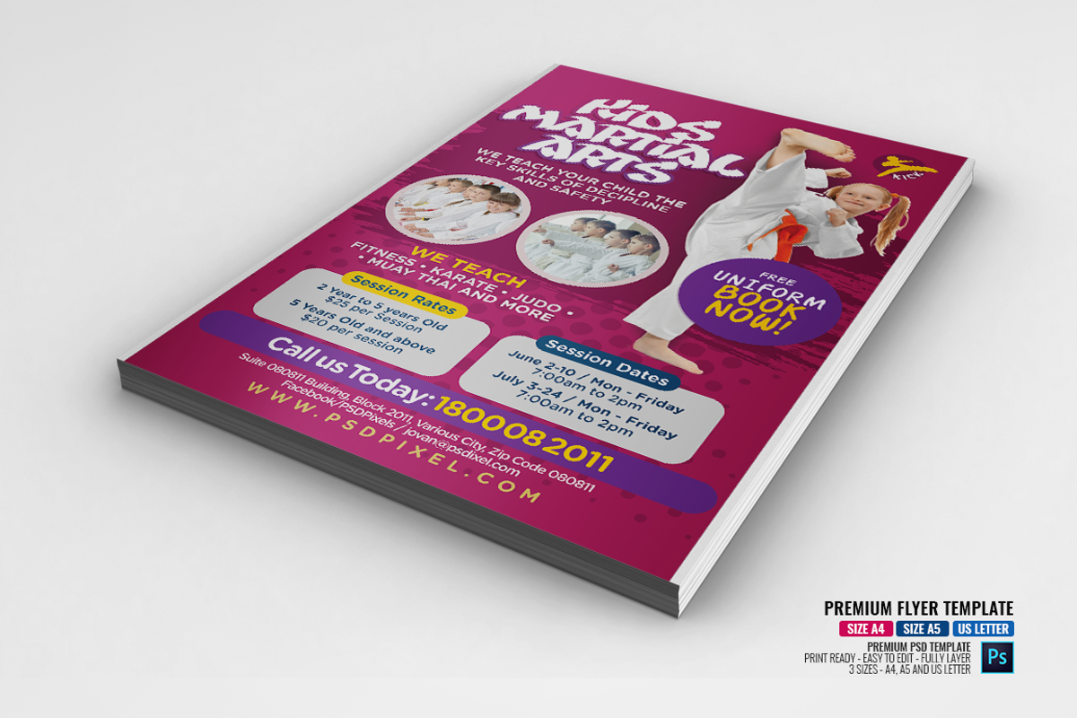 Martial Arts Class Flyer, a Flyer Template by PSDPixel