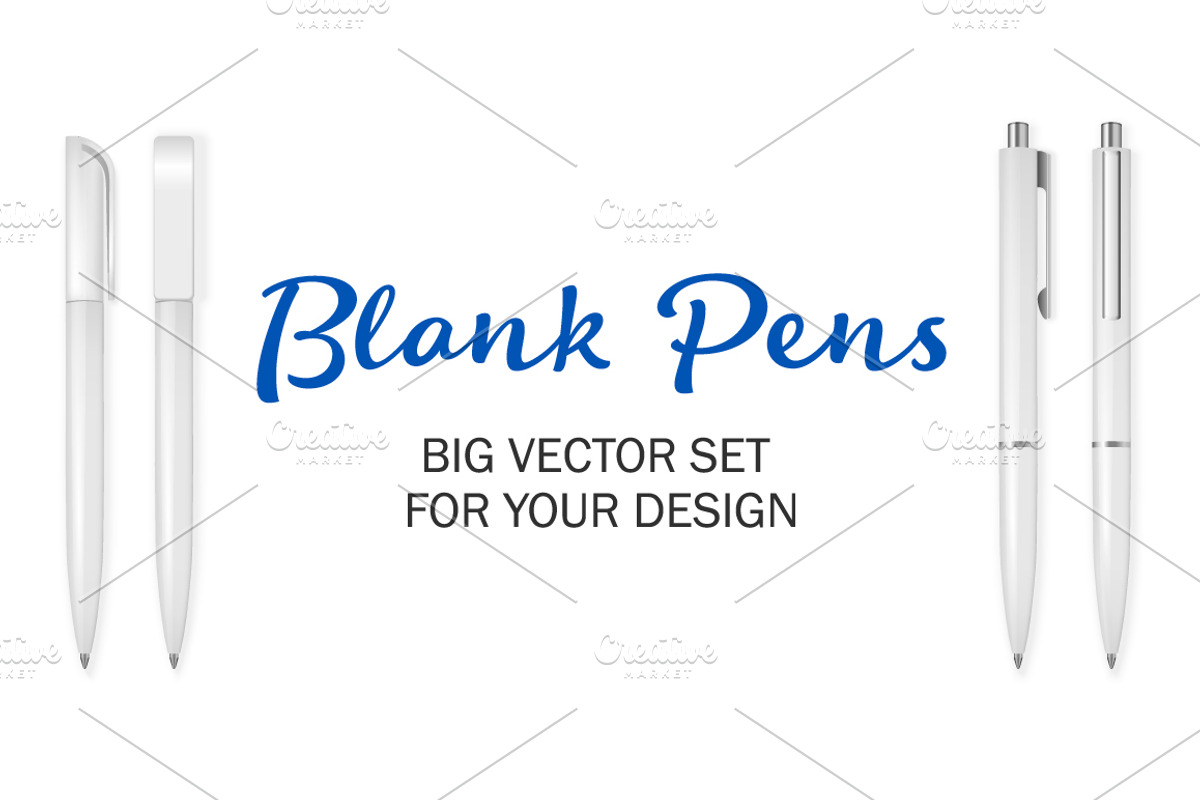 Set of blank vector pens., an Object Graphic by Gomolach