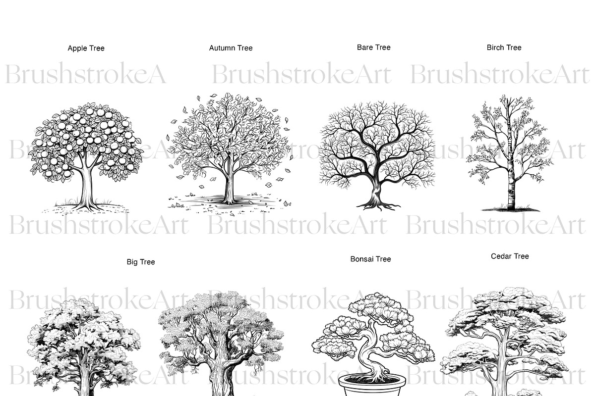 Tree Silhouette Clipart, Oak Tree PNG
