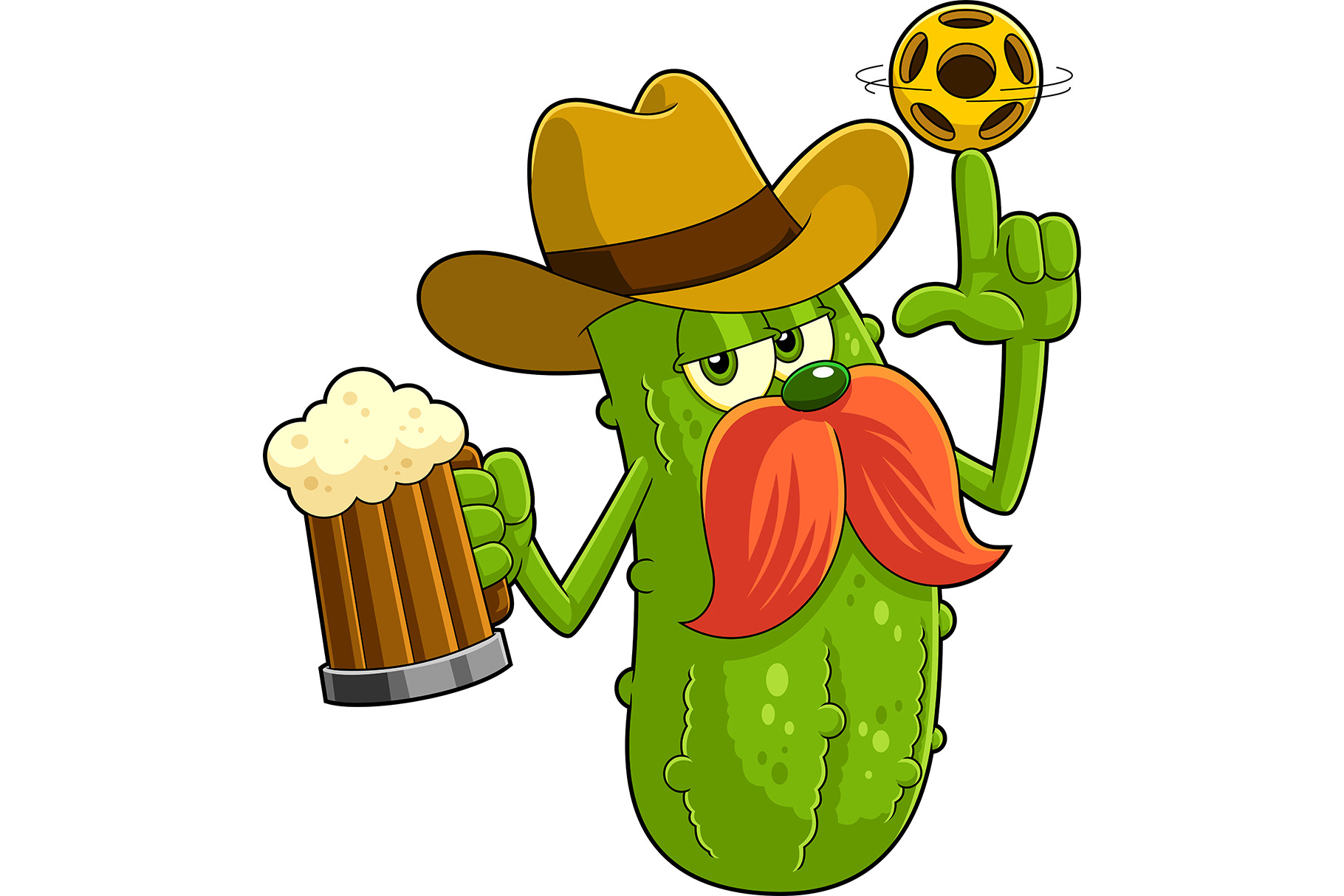 Cowboy Pickle Cartoon Character | Food Illustrations ~ Creative Market