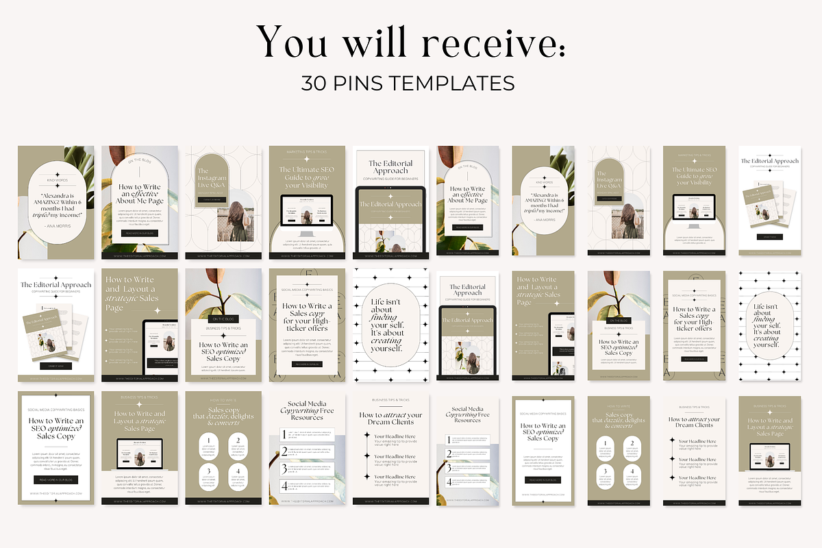 Pinterest Pin Templates Luxe Canva, a Social Media Template by ...