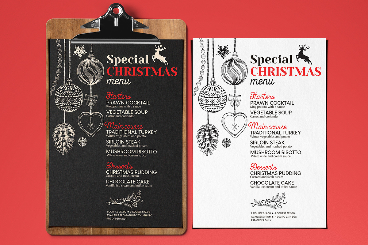 Christmas Party Menu Restaurant