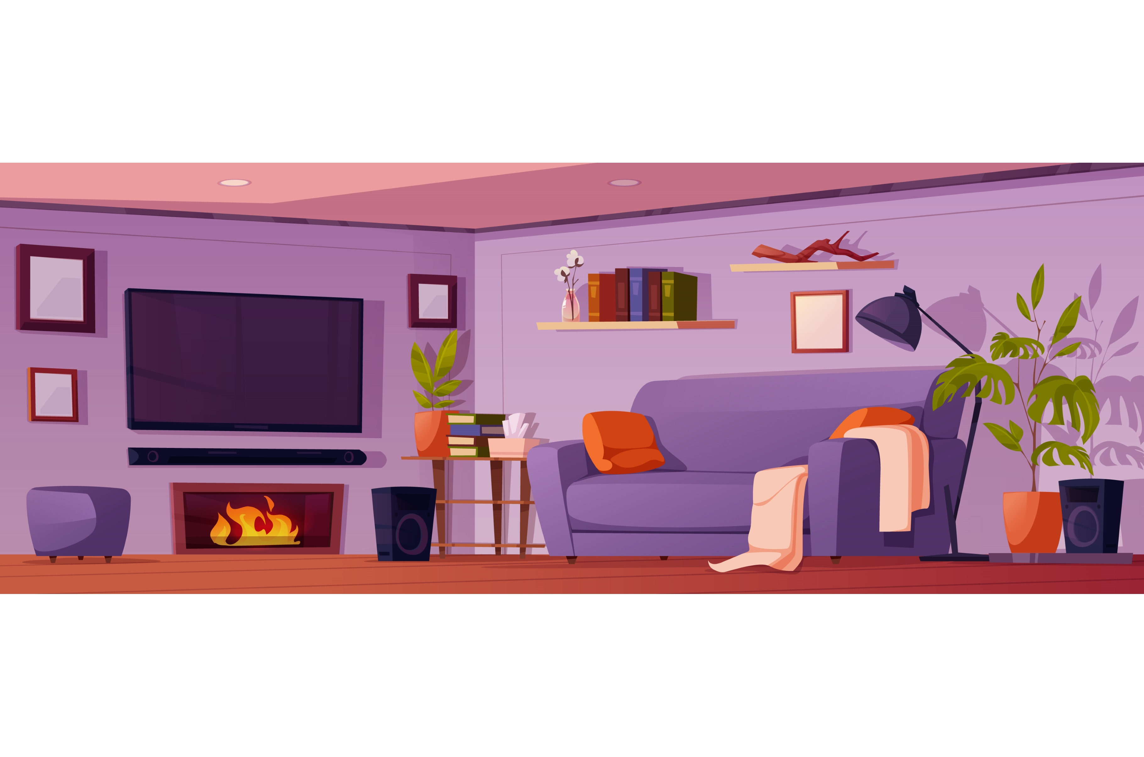 Modern living room interior with | Graphic Objects ~ Creative Market