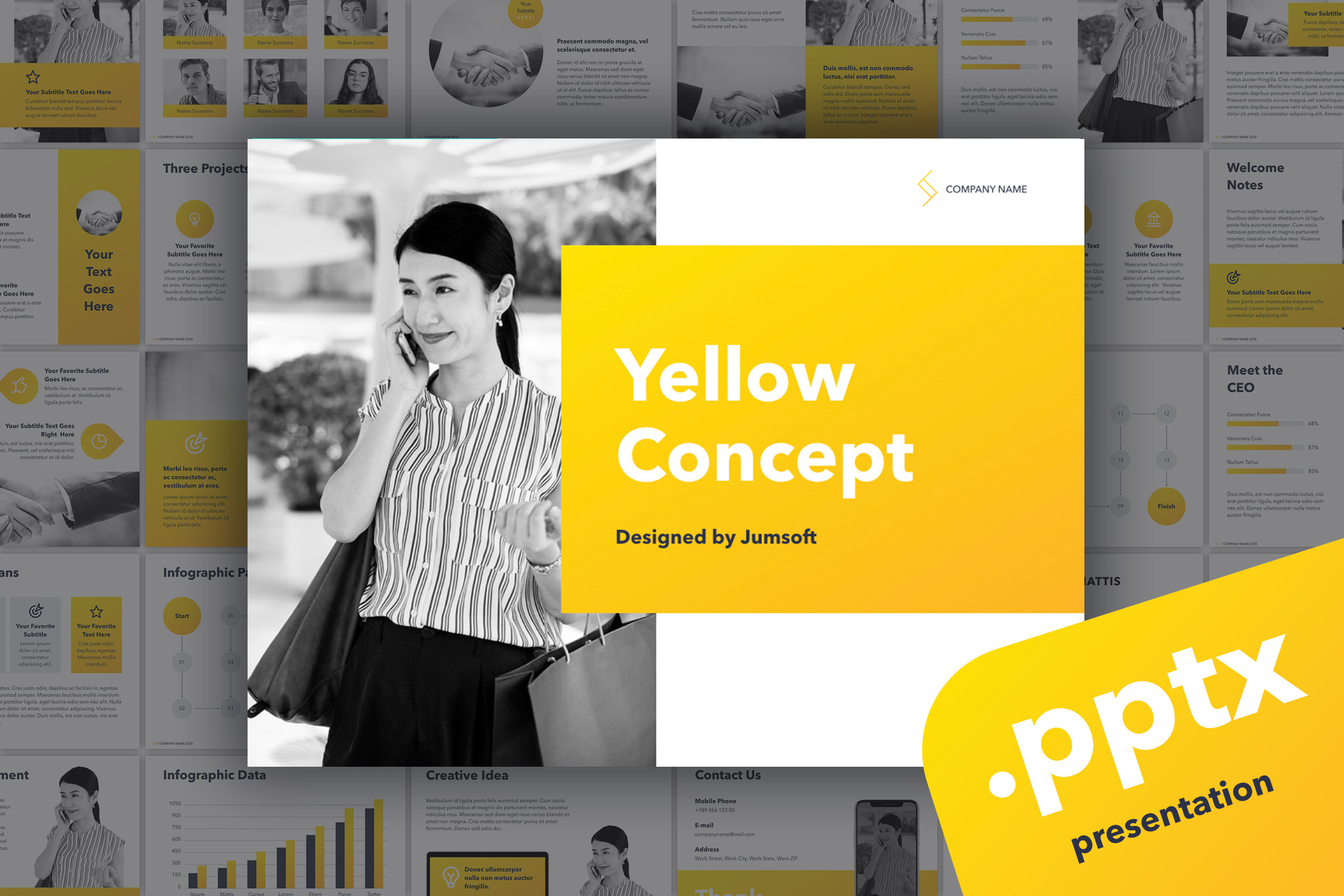 Yellow Concept PowerPoint Template, a Presentation Template by Jumsoft ...