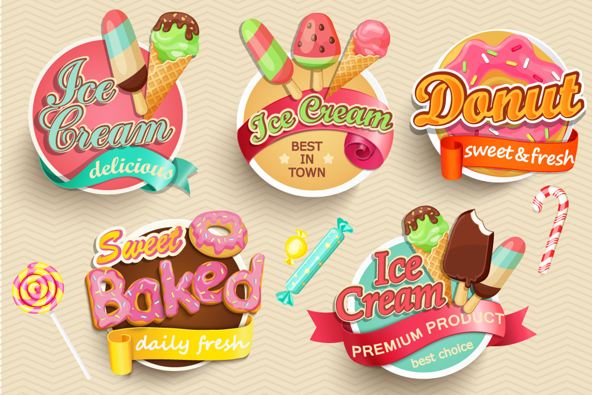 Sweet symbols and icons., a Food Illustration by tanda_V | Creative Market