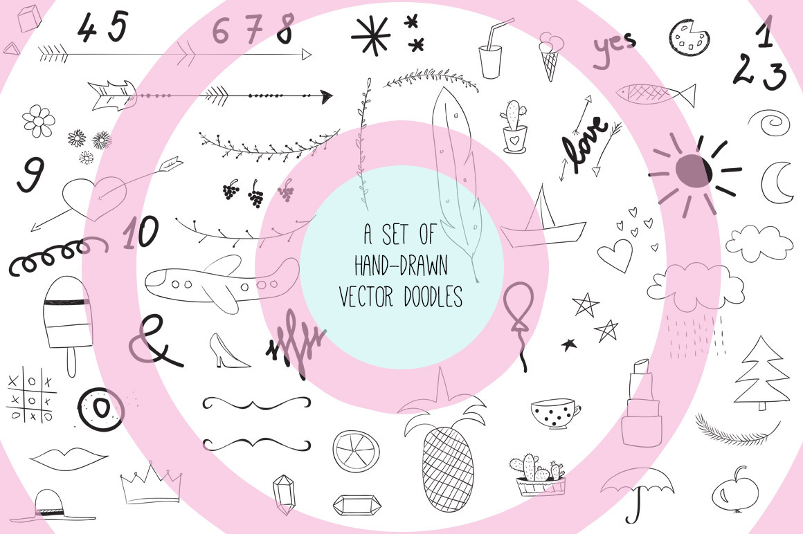 Various hand drawn vector doodles | Creative Market