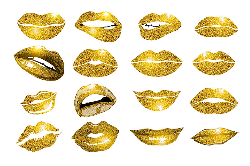 Lips gold set. Design glitter vector, a Background Graphic by Rommeo79