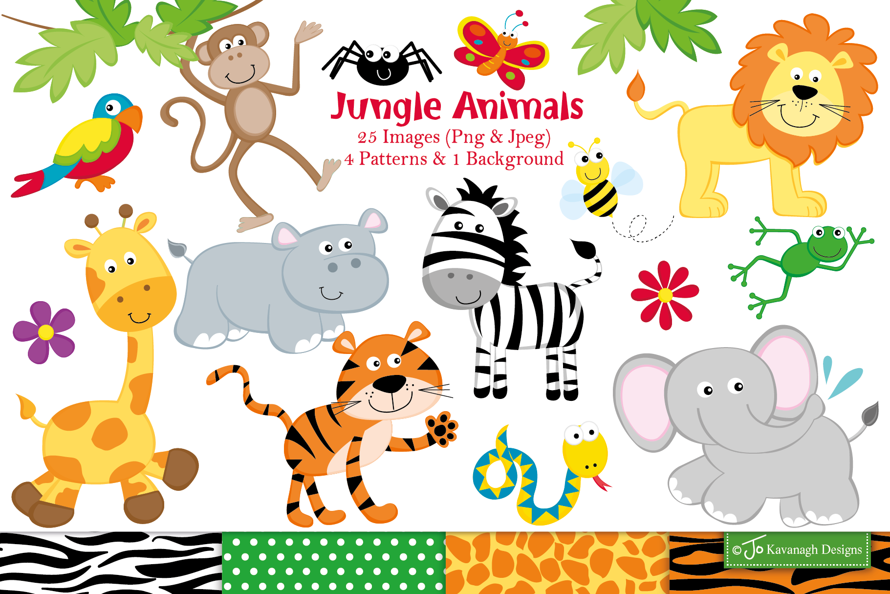Jungle Animals Clipart -C15, an Animal Illustration by Jo Kavanagh Designs