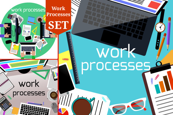 Set: Work Process Concepts, a Technology Illustration by robuart