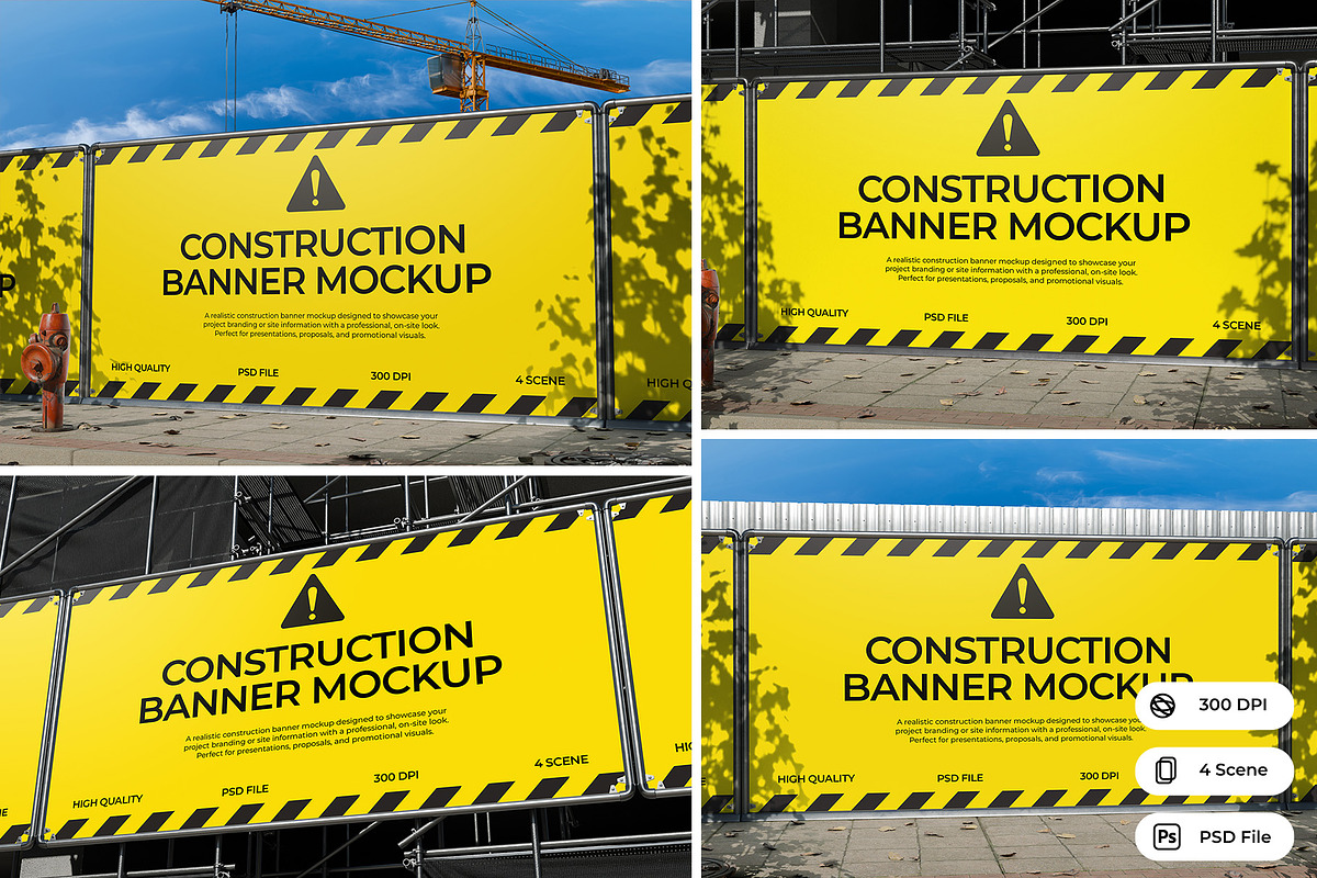 Construction Banner Mockup, an Advertising Mockup by Nathatype
