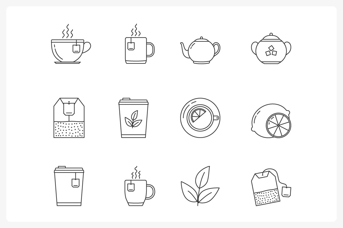 Tea Line Icons, a Graphic by PixMarket