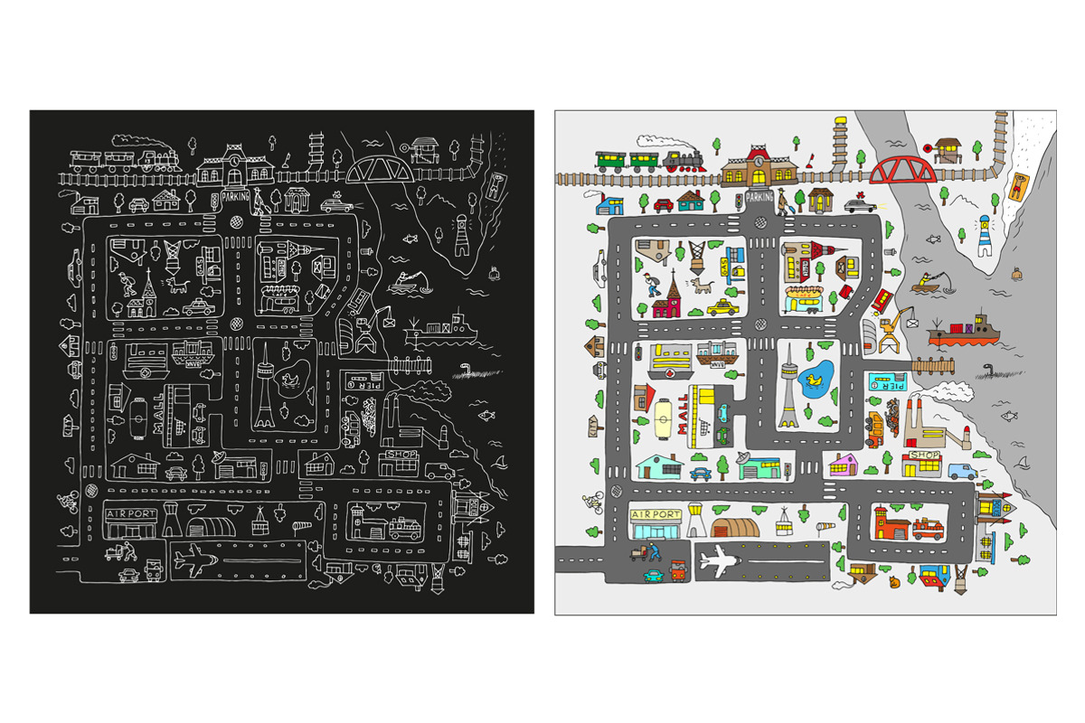 Doodle city maps, an Illustration by WINS Doodle shop