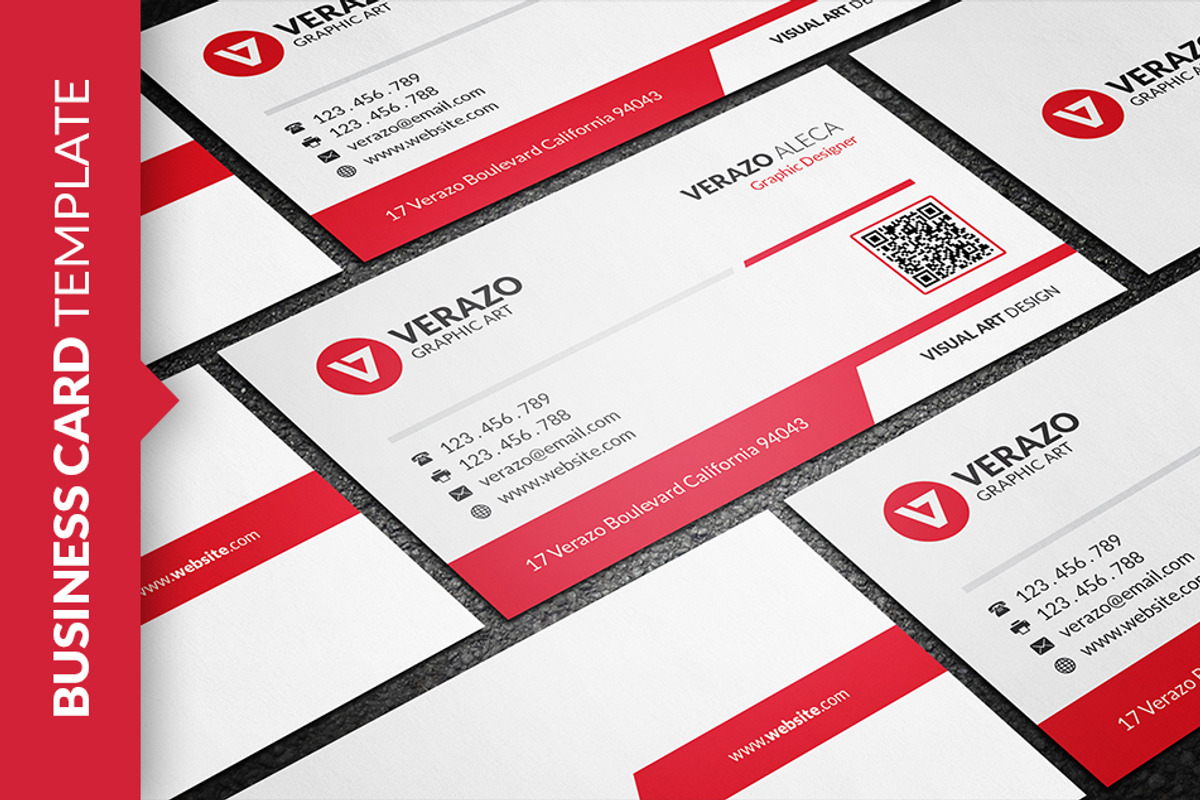 Clean Vibrant Red Business Card, a Business Card Template by Verazo