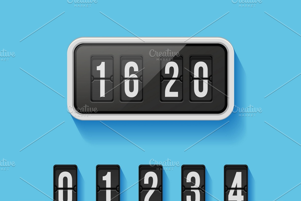 Wall flap counter clock template, an Illustration by Microvector