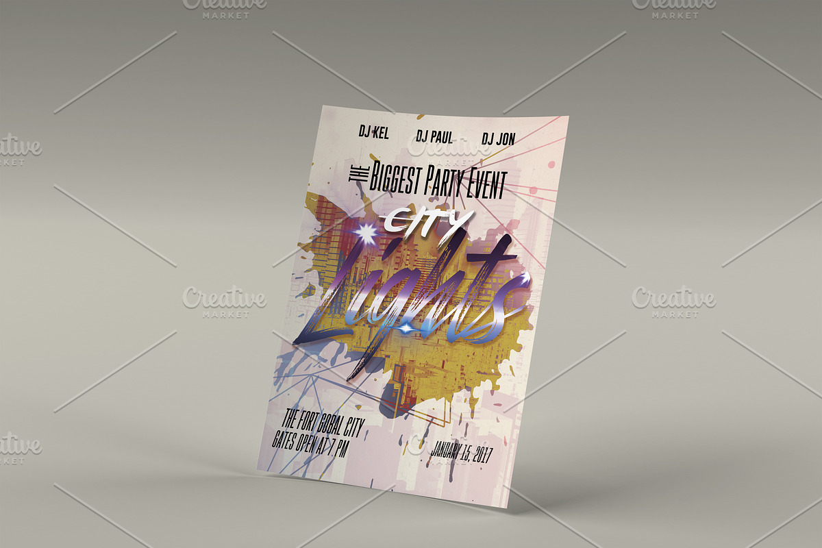 City Lights Flyer Template, a Flyer Template by PresetHeroes