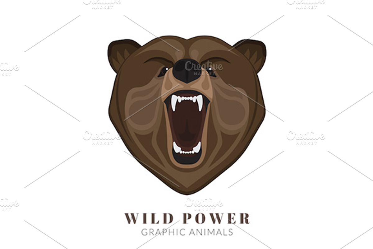 Screaming vector bear, an Animal Illustration by Julia Tim