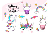 Cute unicorn vector with cupcake, an Illustration by Zaie