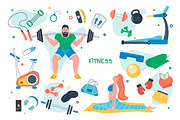 Fitness set isolated elements | Graphic Objects ~ Creative Market