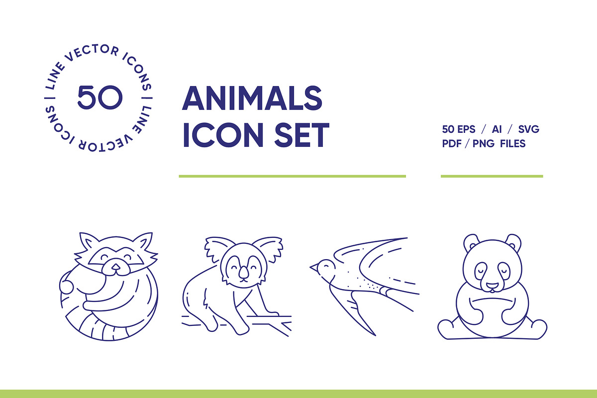 Animals – 50 Line Icon Set