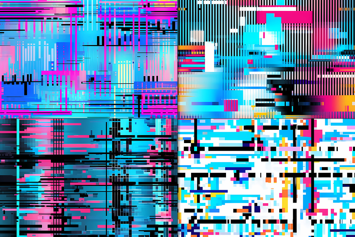 20 Seamless Digital Glitch Patterns, a Pattern Graphic by Nordic Design