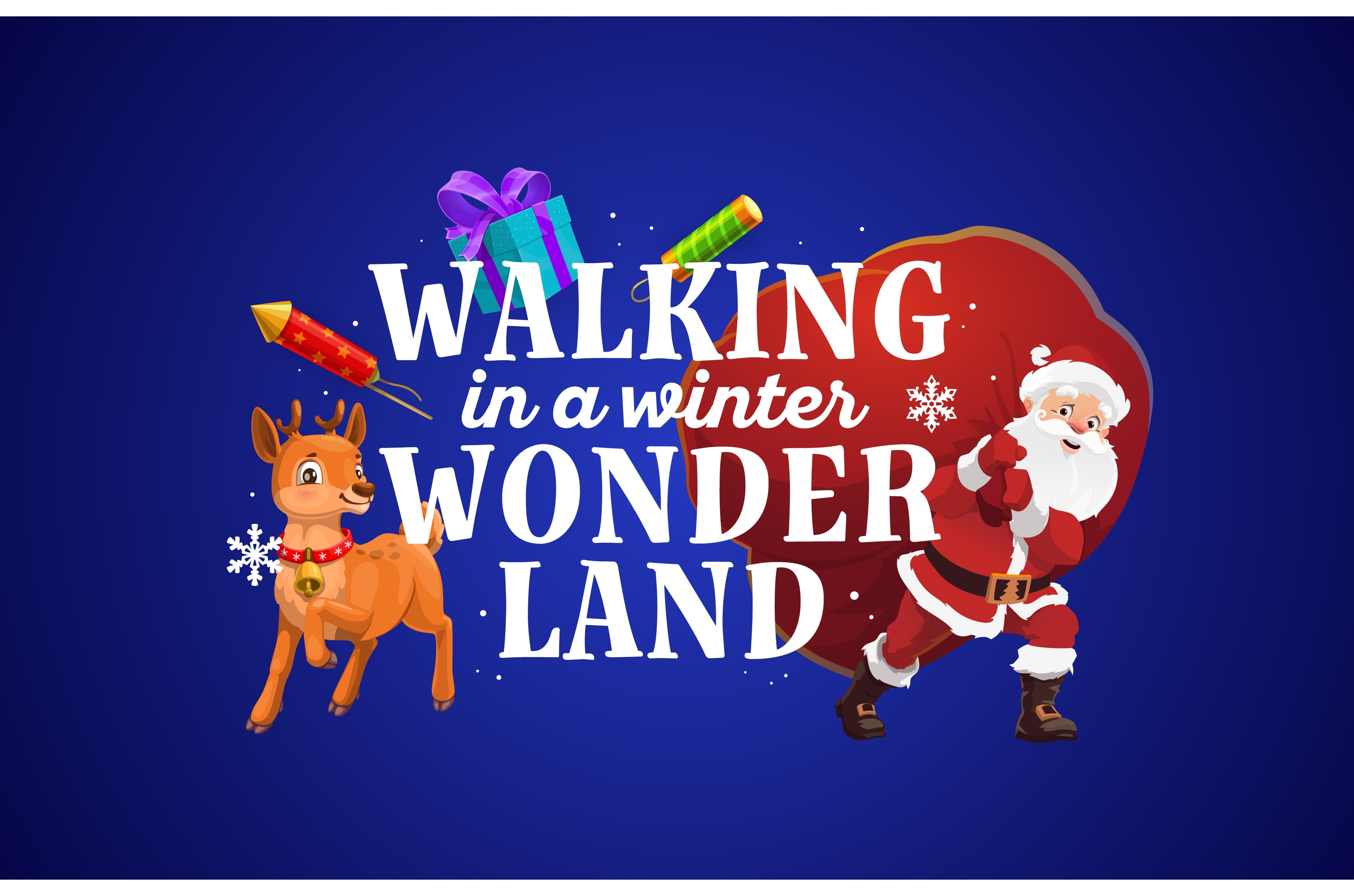 Christmas quote walking in winter, a Seasonal Illustration by Vector ...