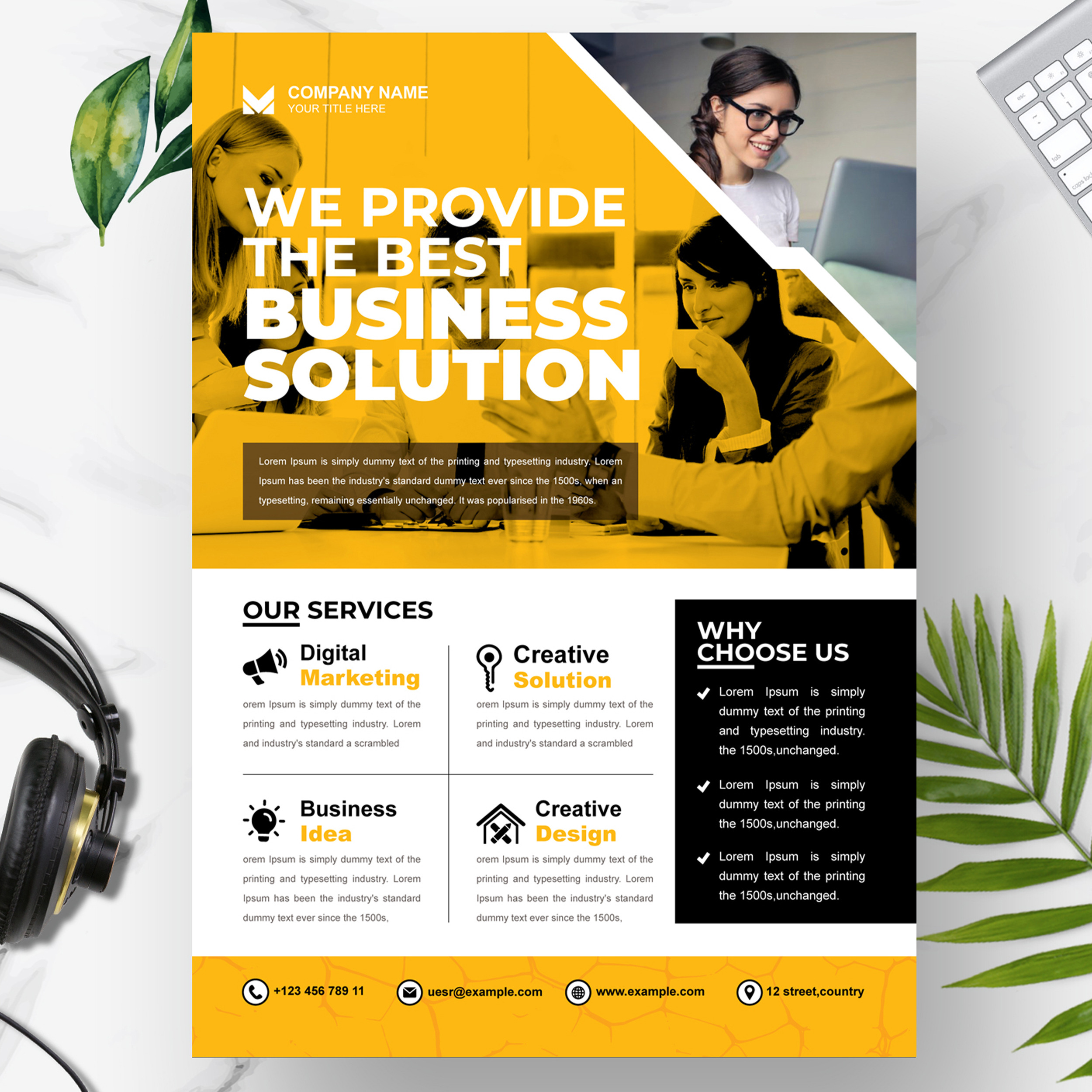 Flyer Template Yellow Poster, a Flyer Template by MightyDesign