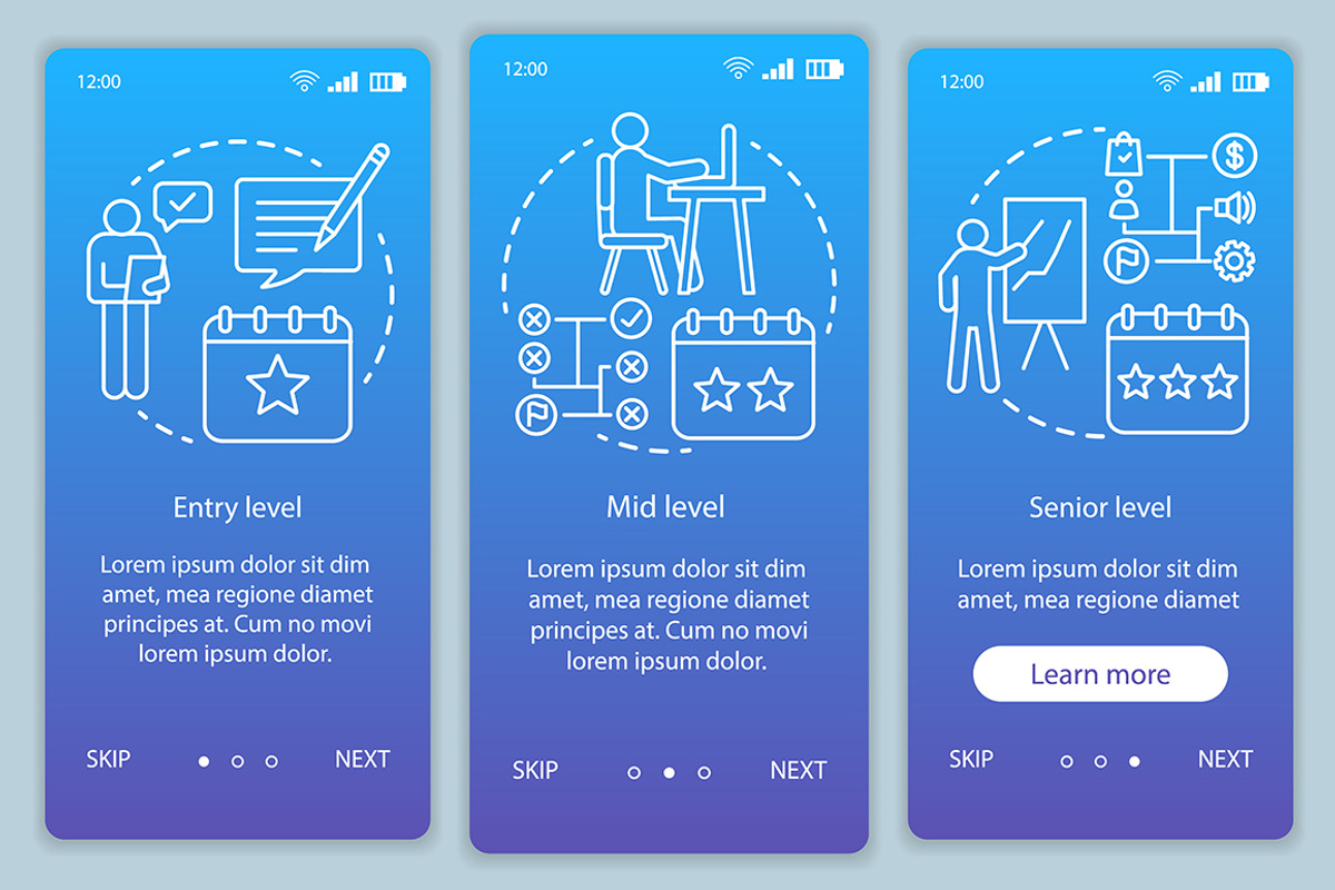 Work experience blue app pages, a Templates & Theme by IMG visuals icons