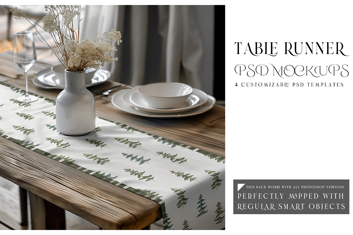 Table Runner with Smart Objects, a Household Mockup by mock-ups ...