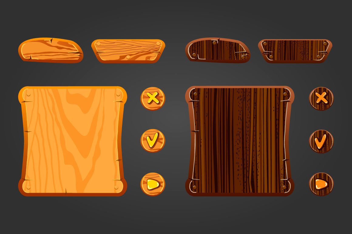 Set wooden game assets, a Templates & Theme by RybakovaAnn