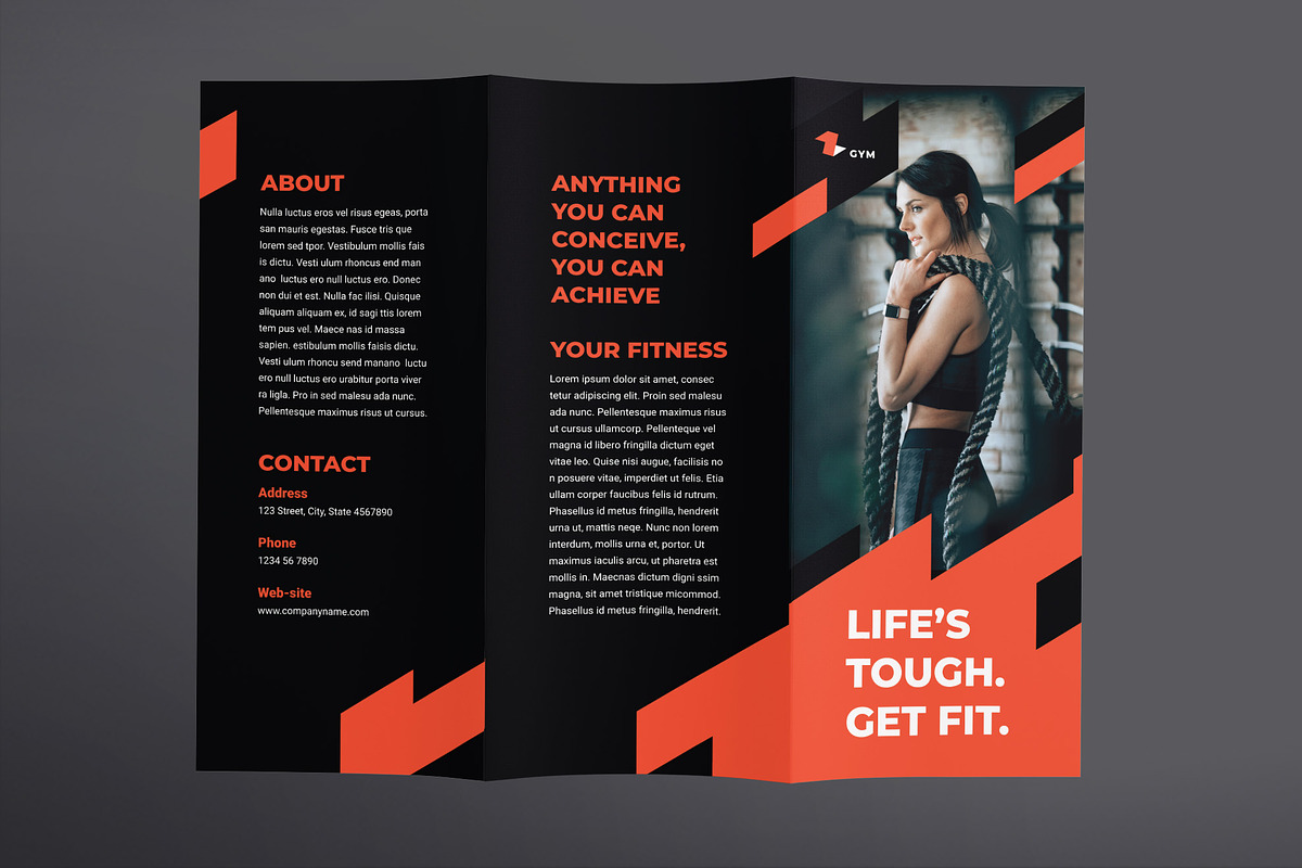 Gym Training Brochure Trifold, a Brochure Template by TemplatesNow!
