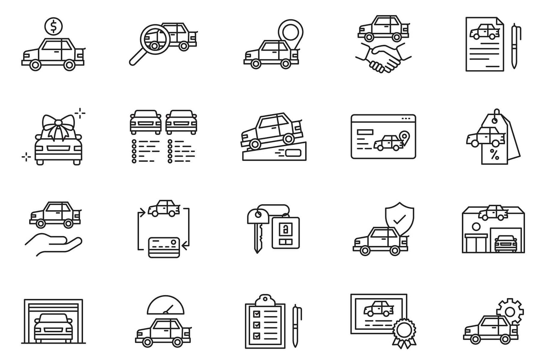 Car Dealer Icons, an Outline Icon by Graphic Pear | Creative Market
