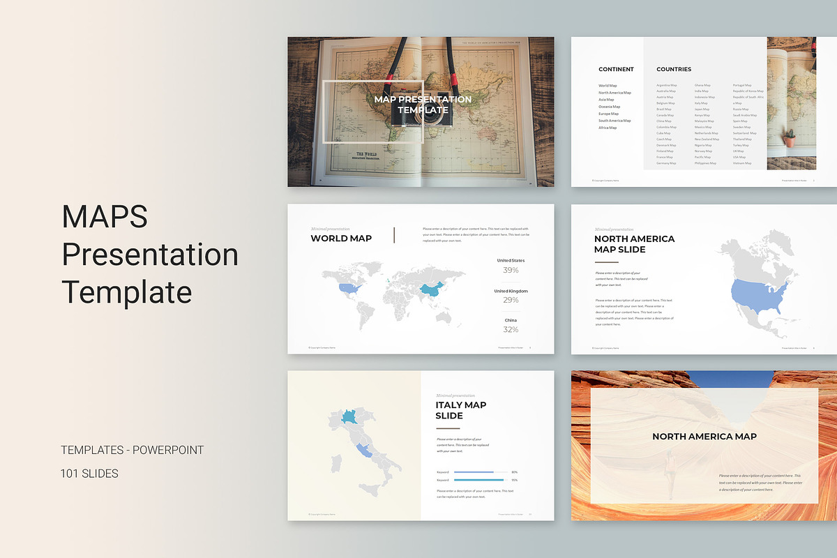 Maps PowerPoint Template, a Presentation Template by CreativityForest