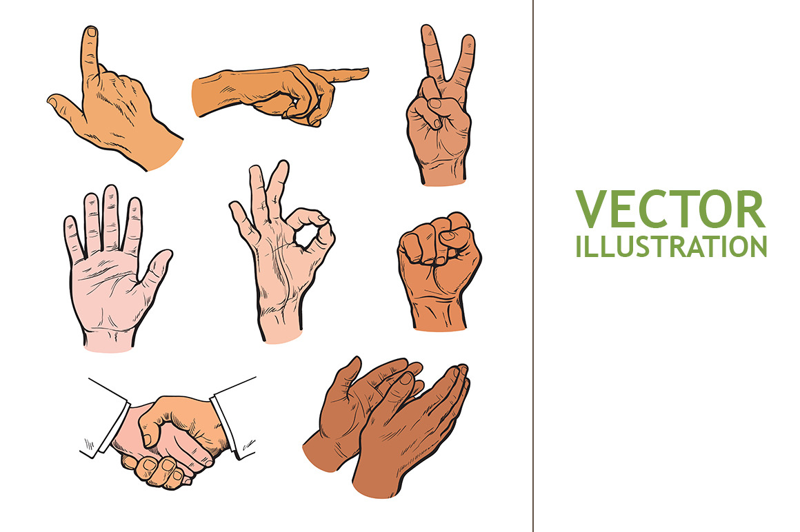 Drawn hands. A set of hands, a Work Illustration by Sabelskaya