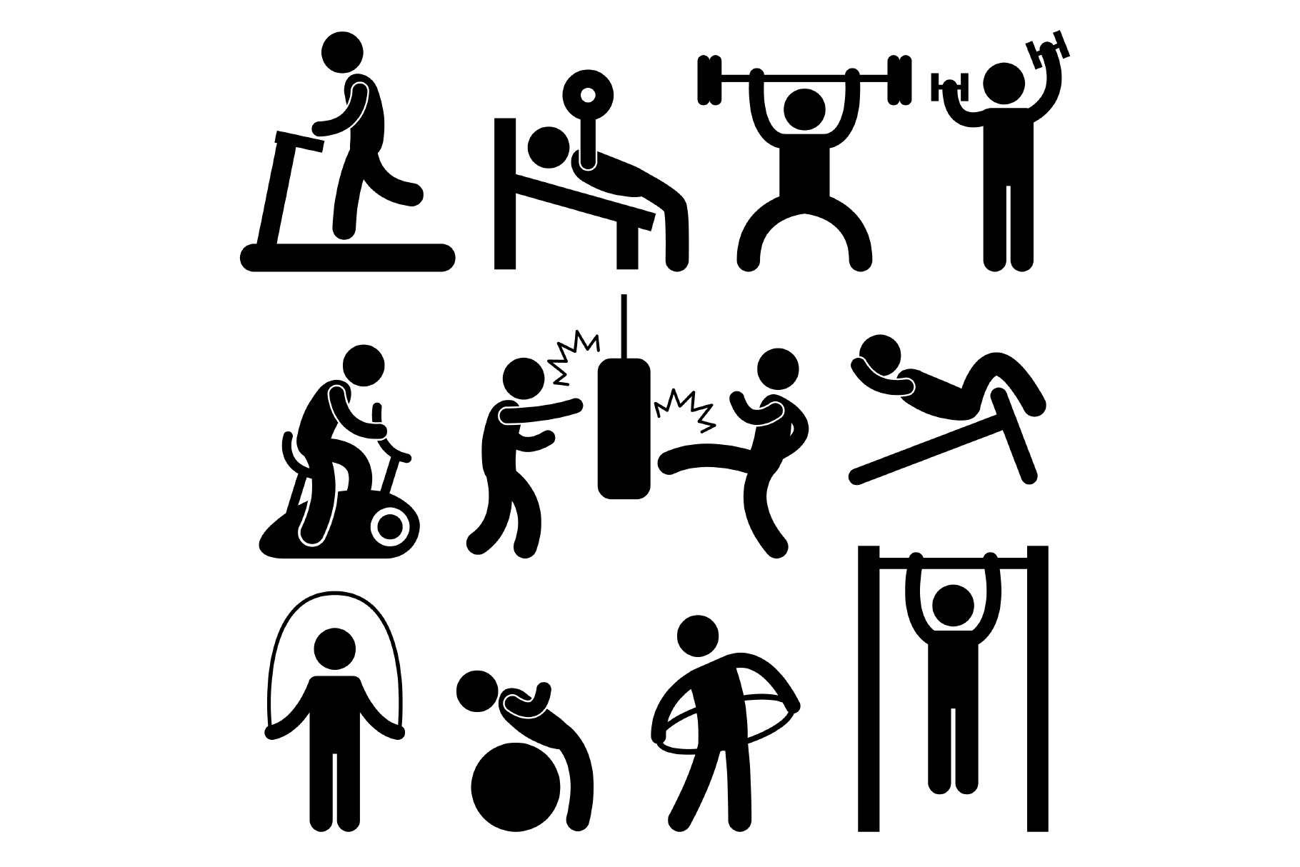 Gym Body Exercise Workout Fitness, an Icon by Leremy Stick Figures ...