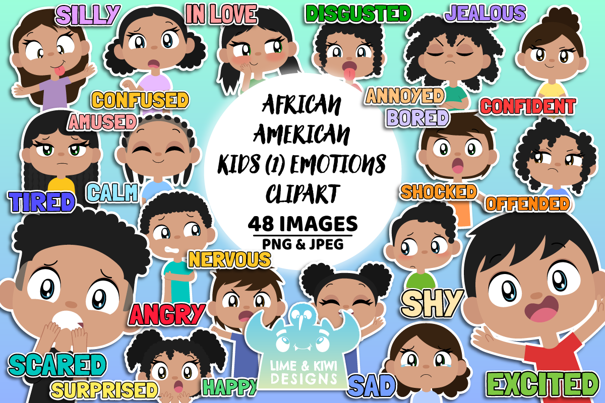 African American Kids Emotions, a Person Illustration by Lime & Kiwi ...
