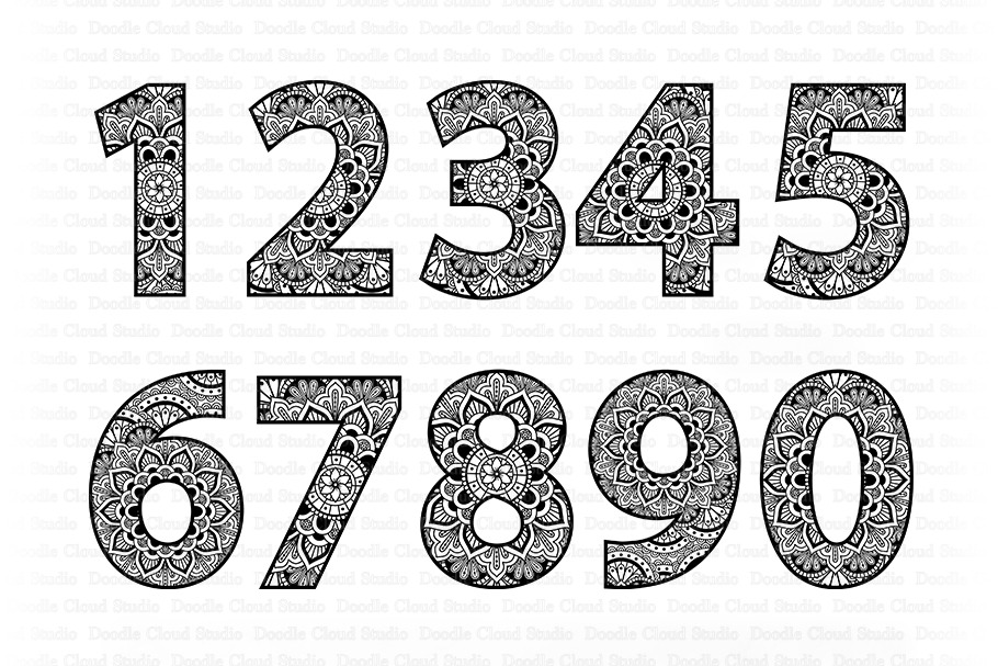 Mandala Numbers SVG, Number PNG., an Illustration by Doodle Cloud Studio