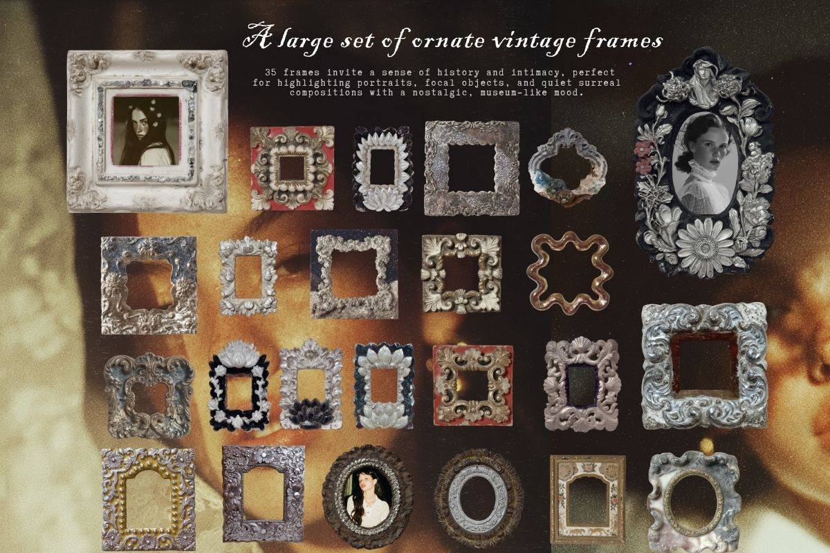Vintage Frames & Ephemera Collage Kit