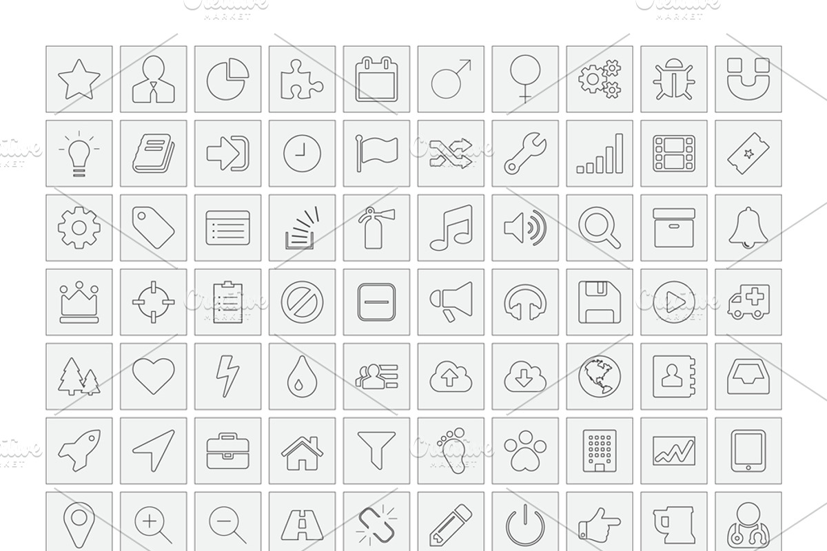 150 Thin Line Icons, an Outline Icon by sibgat