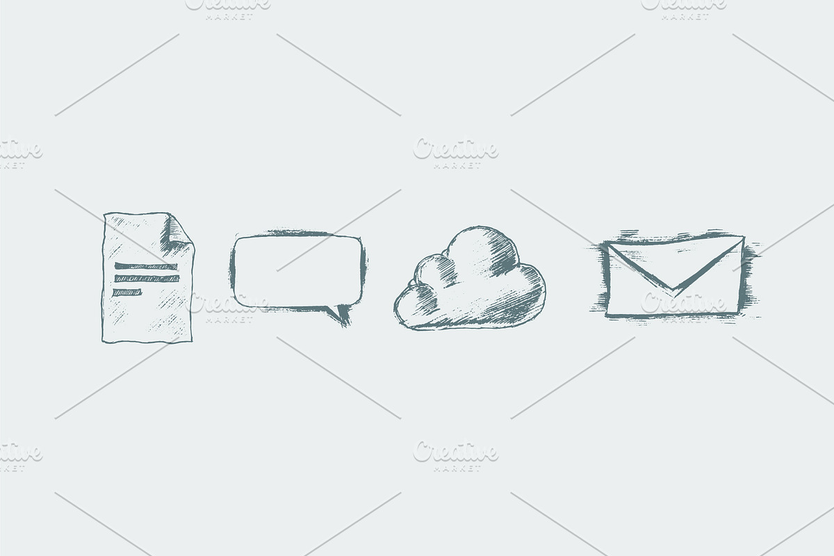 Set of sketchy network icons, an Icon by TheMountBirdStudio