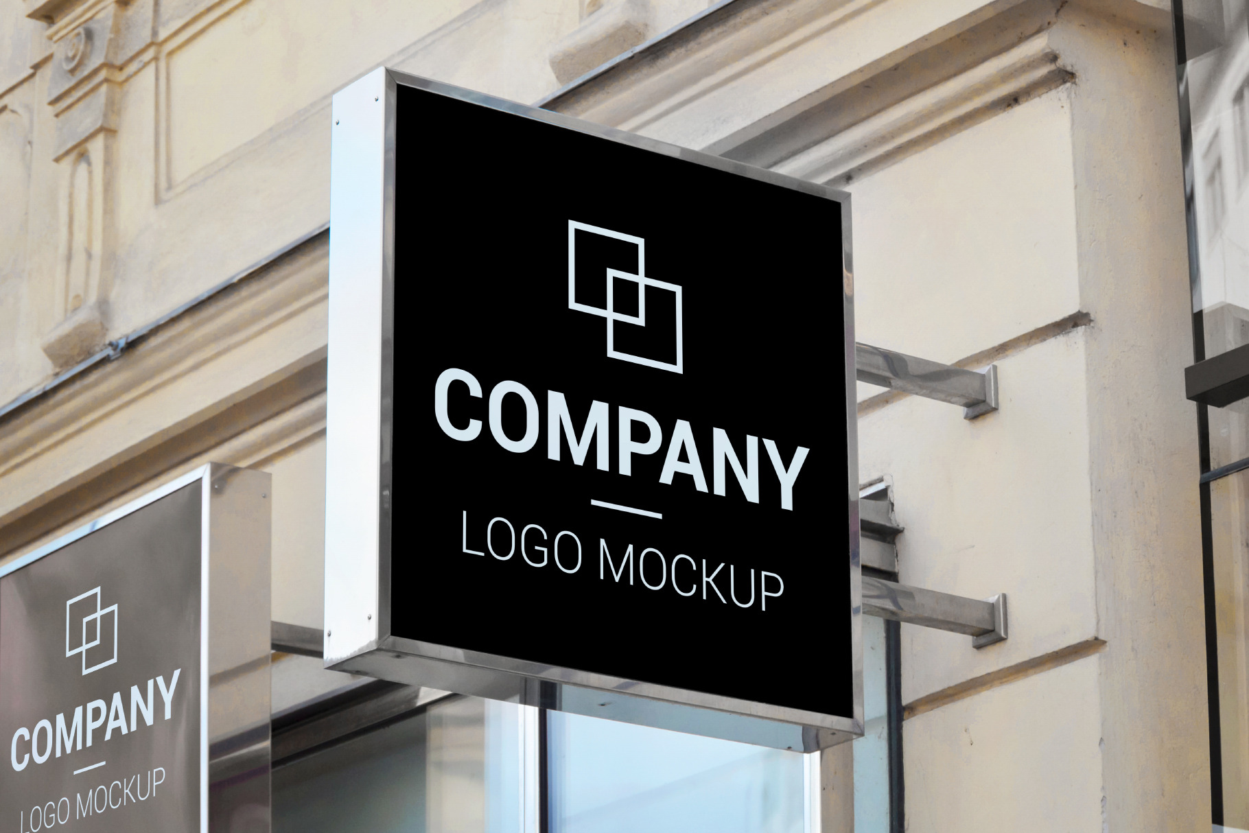Black street sign logo mockup, an Advertising Mockup by RSplaneta