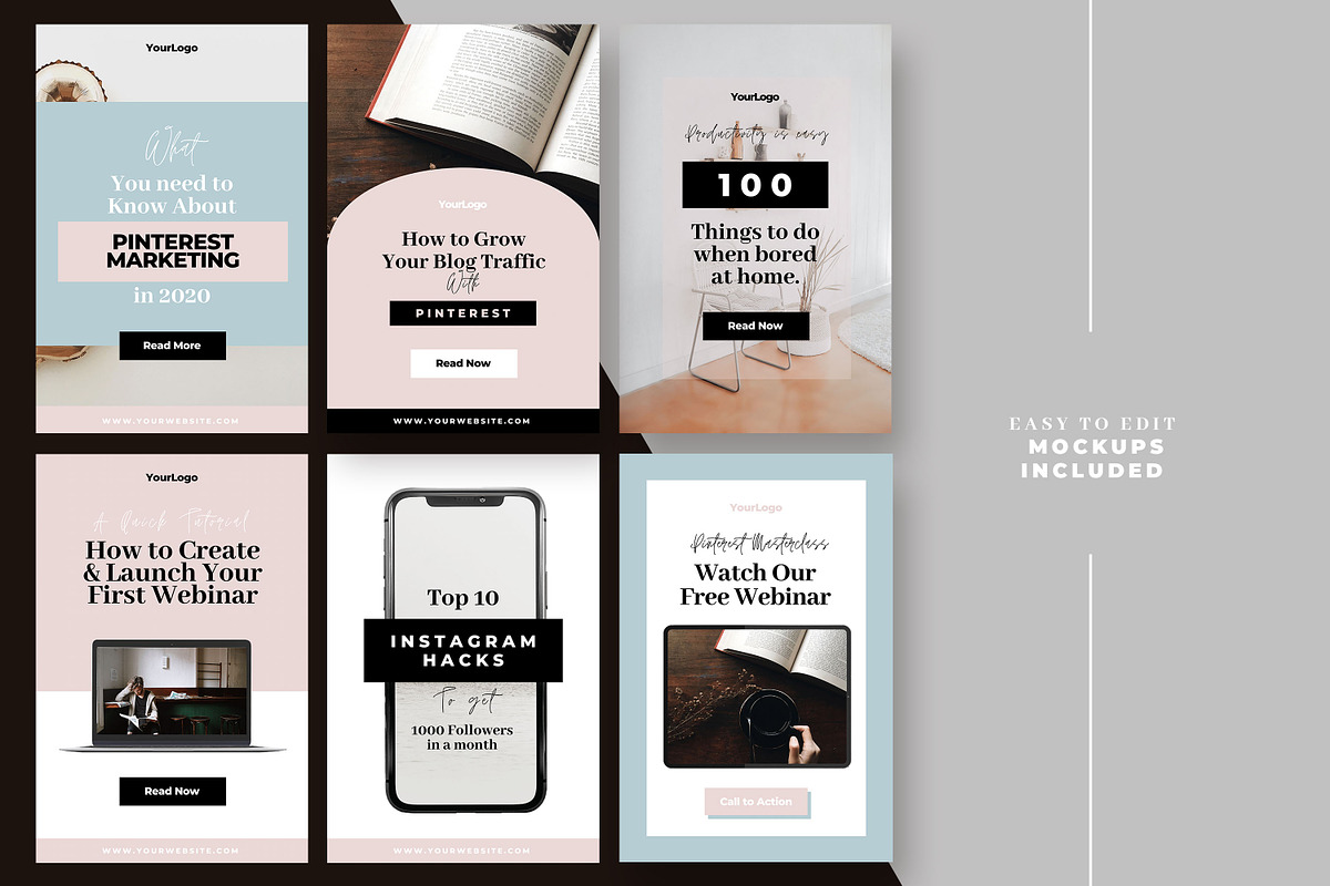 Modern Pinterest Templates + Mockups, a Social Media Template by ...