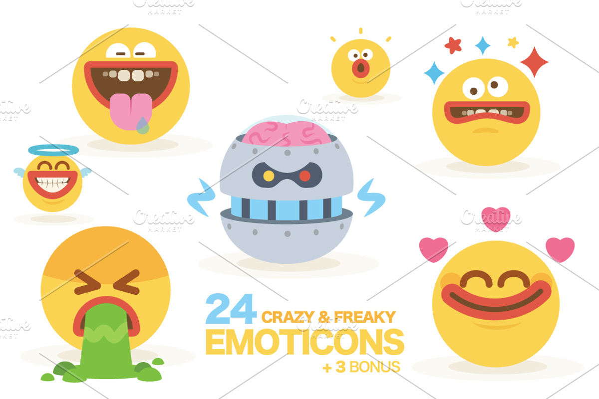 Cartoon Freaky Smiley Emoticons Pack, an Icon by dimpo ⚡️ ART