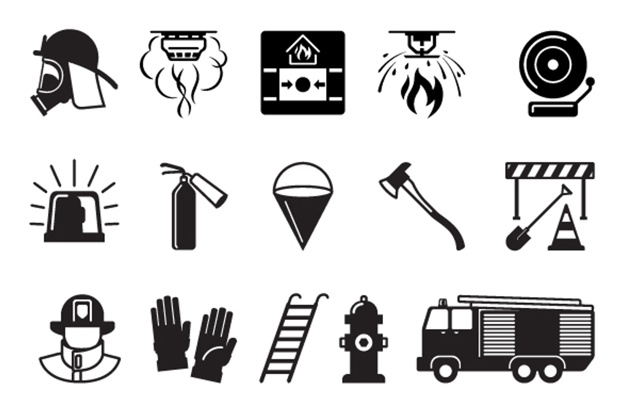 Firefighter black icons, a Background Graphic by Stock-Smart-Start ...