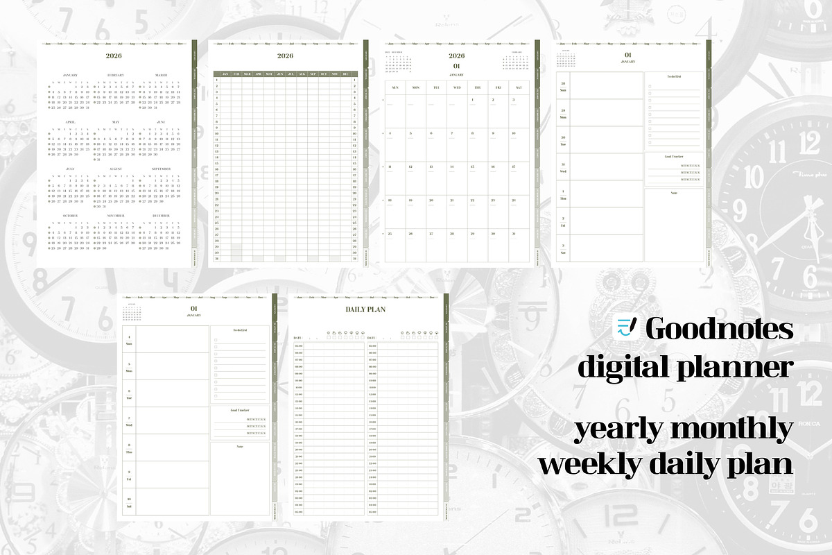 2026 digital planner diary, a Print Template by dott