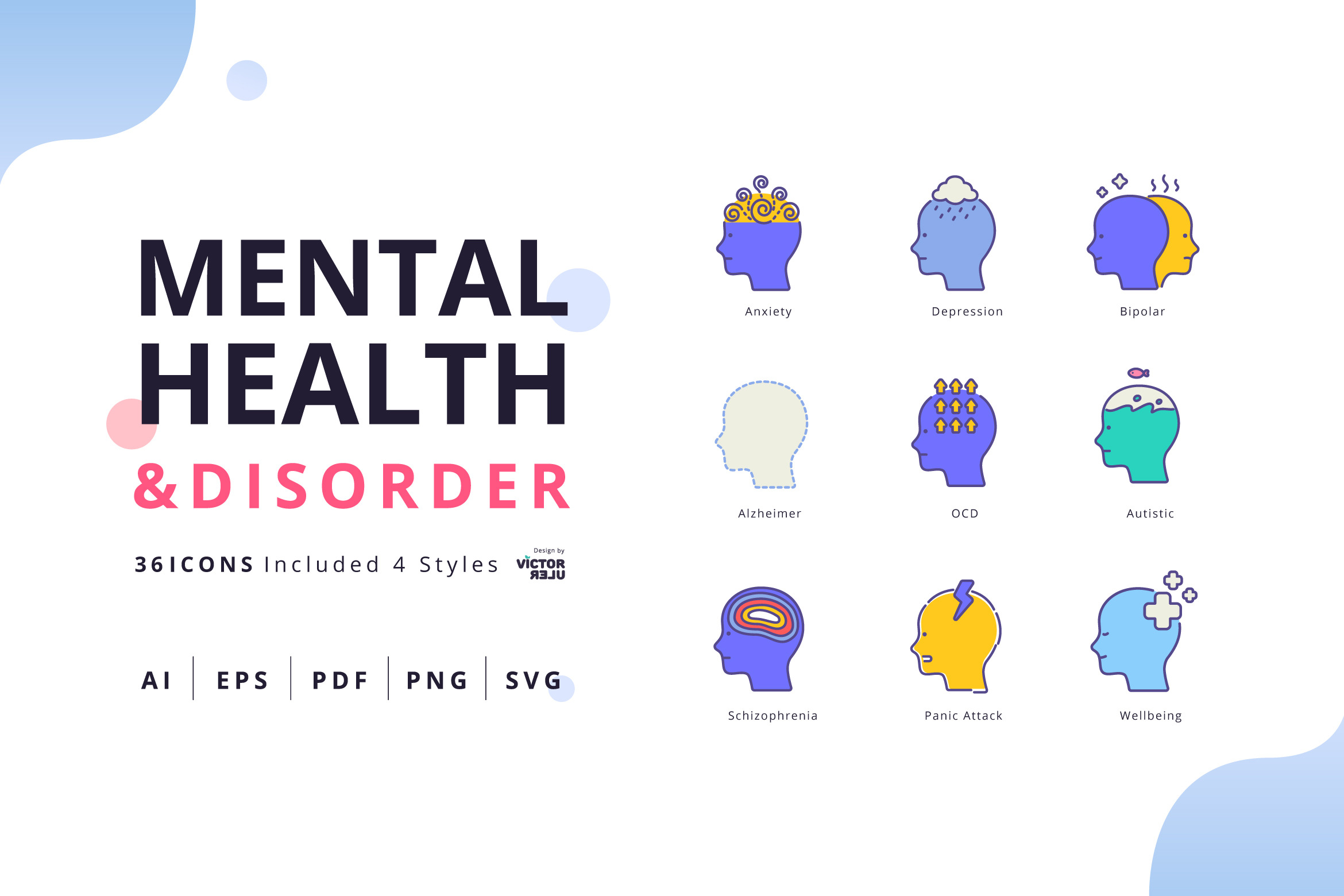 Mental Health&Disorder Icons Pack, a Solid Icon by Victoruler