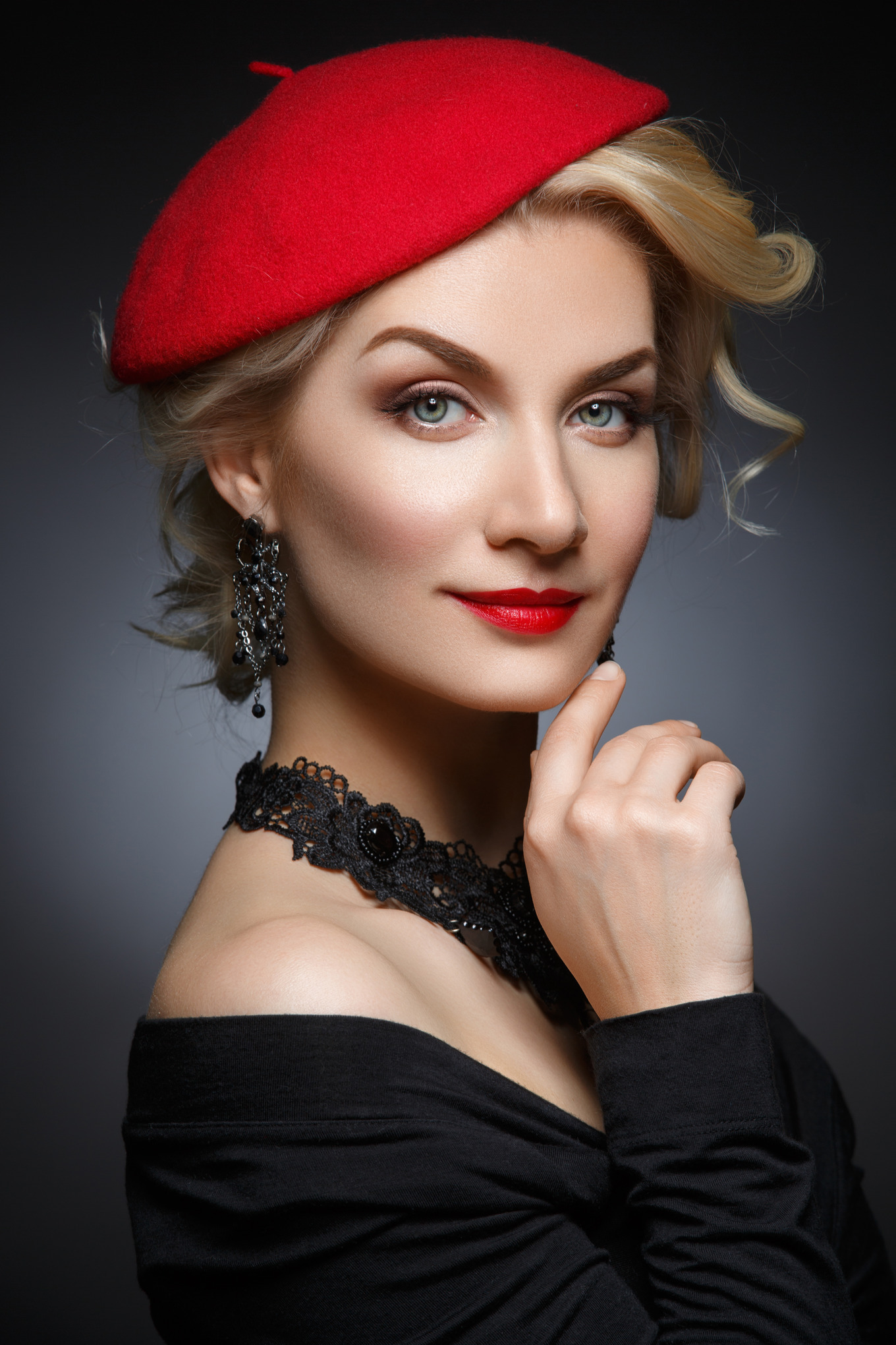 Beautiful lady in red beret containing girl, woman, and hair | Beauty ...
