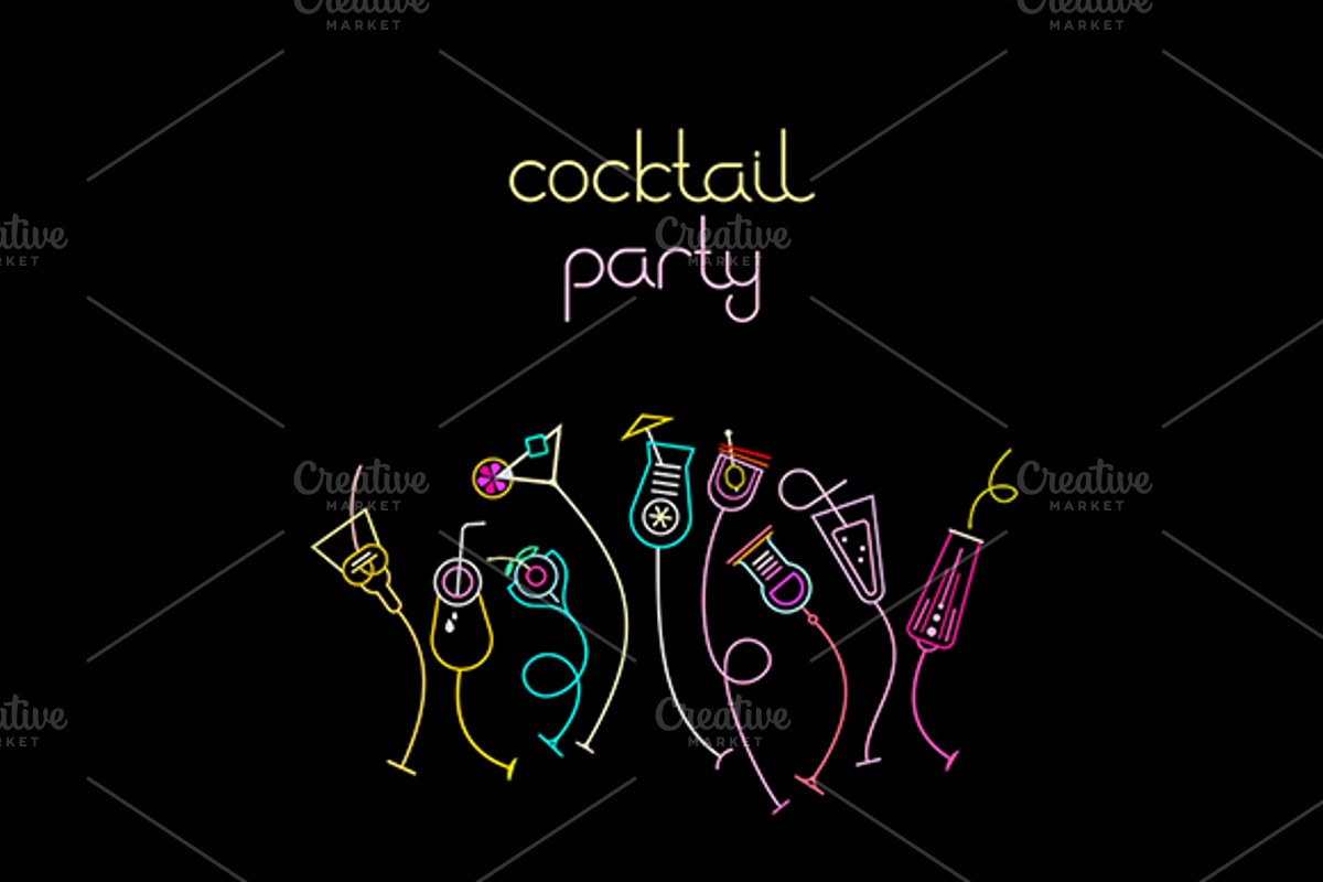 Collection of Cocktail Party Neon, a Food Illustration by danjazzia